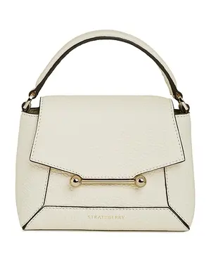 Strathberry Mosaic Nano Embossed Croc Top Handle Bag Vanilla