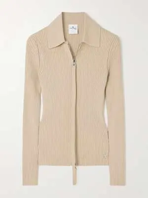 COURREGES Ribbed-knit Cardigan - Neutral