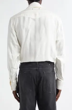 GOLDEN GOOSE Vertical Stripe Oversize Pearl Snap Shirt