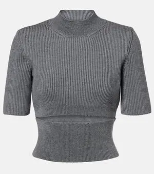 Alaïa Ribbed Wool-blend Top - Grey