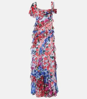 Carolina Herrera Floral Ruffled Gown - Multicoloured
