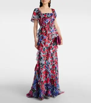 Carolina Herrera Floral Ruffled Gown - Multicoloured