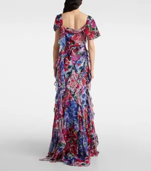 Carolina Herrera Floral Ruffled Gown - Multicoloured