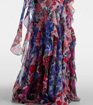 Carolina Herrera Floral Ruffled Gown - Multicoloured