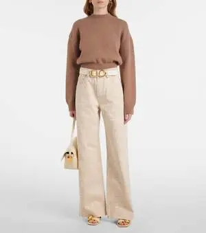 Jacquemus Croc-effect Wide-leg Jeans