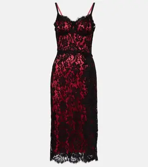 Dolce & Gabbana Floral Lace Slip Dress - Black
