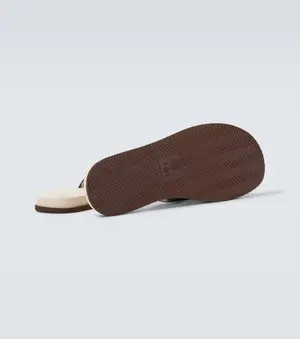 Brunello Cucinelli Leather-trimmed Fabric Slippers