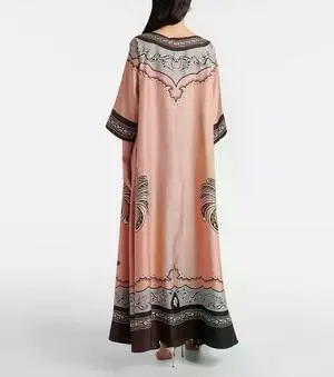 La DoubleJ Muumuu Printed Silk Twill Maxi Dress - Pink