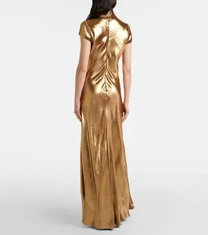 Galvan Solar Gaze Satin Gown - Gold