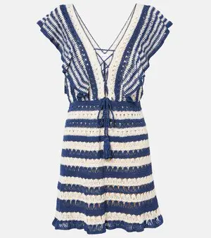 Anna Kosturova Farrah Crochet Cotton Minidress - Blue