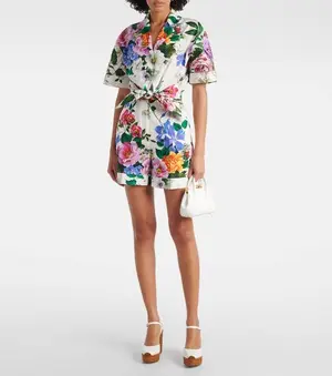 Dolce & Gabbana Floral Print Cotton Shorts - White