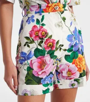 Dolce & Gabbana Floral Print Cotton Shorts - White
