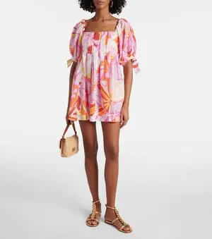 Poupette St Barth Catalina Printed Cotton Mini Dress