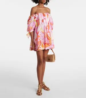 Poupette St Barth Catalina Printed Cotton Mini Dress