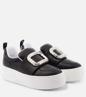 ROGER VIVIER Puffy Choc Leather Platform Sneakers