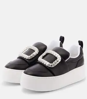 ROGER VIVIER Puffy Choc Leather Platform Sneakers
