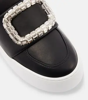 ROGER VIVIER Puffy Choc Leather Platform Sneakers - Black