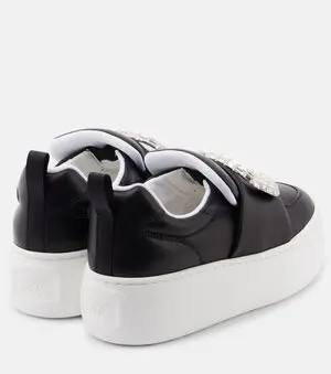 ROGER VIVIER Puffy Choc Leather Platform Sneakers - Black