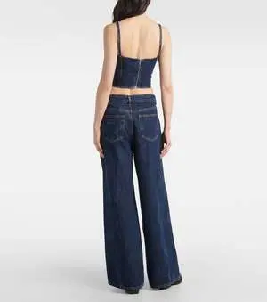 GANNI Bow-detail Denim Crop Top