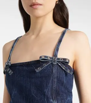 GANNI Bow-detail Denim Crop Top