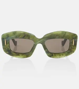 Loewe Screen Anagram Rectangular Sunglasses - Green