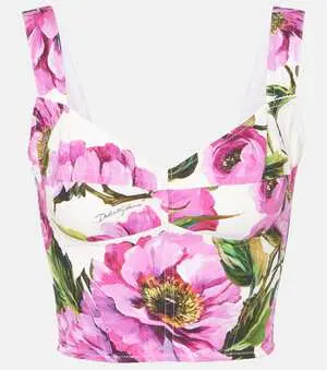 Dolce & Gabbana Floral Cotton-blend Bustier - White