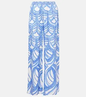 Poupette St Barth Cecile Printed Wide-leg Pants - Blue