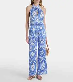 Poupette St Barth Cecile Printed Wide-leg Pants - Blue