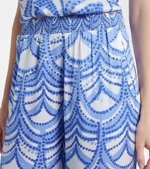 Poupette St Barth Cecile Printed Wide-leg Pants - Blue