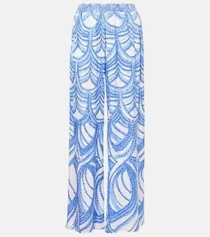 Poupette St Barth Cecile Printed Wide-leg Pants - Blue