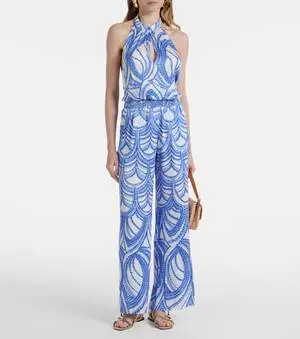 Poupette St Barth Cecile Printed Wide-leg Pants - Blue