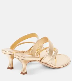 Manolo Blahnik Susa 50 Metallic Leather Mules