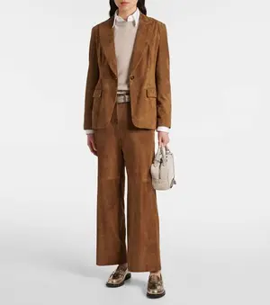 Brunello Cucinelli Suede Wide-leg Pants