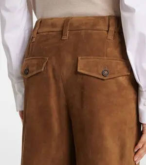 Brunello Cucinelli Suede Wide-leg Pants