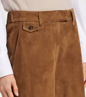 Brunello Cucinelli Suede Wide-leg Pants