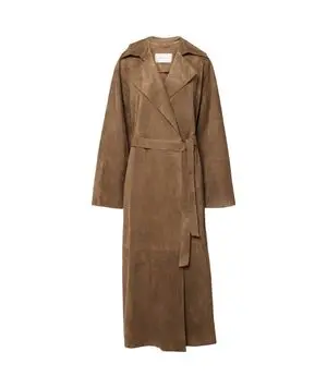 Magda Butrym Suede Wrap Coat - Brown
