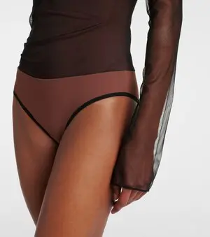 NENSI DOJAKA Renee Draped Tulle Bodysuit - Black