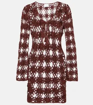 Anna Kosturova Crochet Cotton Minidress - Brown