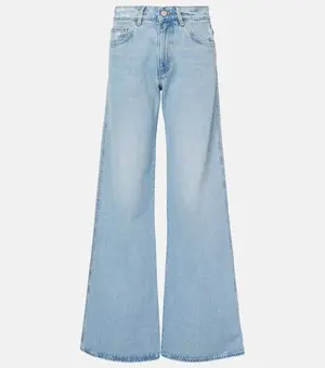Coperni Leather-trimmed Wide-leg Jeans