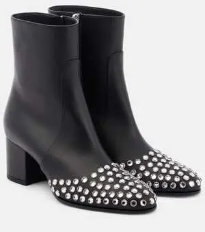 Alaïa 60 Embellished Leather Ankle Boots - Black