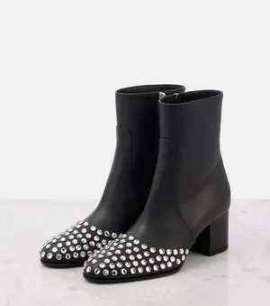 Alaïa 60 Embellished Leather Ankle Boots