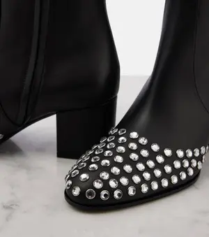 Alaïa 60 Embellished Leather Ankle Boots