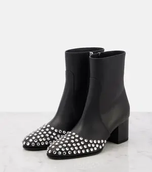 Alaïa 60 Embellished Leather Ankle Boots