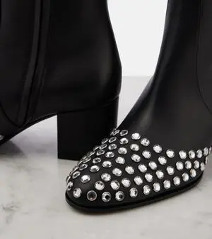 Alaïa 60 Embellished Leather Ankle Boots