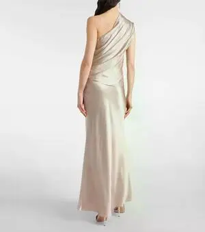 THE SEI Asymmetric Silk Satin Top - Beige