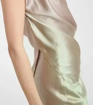 THE SEI Asymmetric Silk Satin Top - Beige