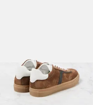Brunello Cucinelli Embellished Suede Sneakers - Brown