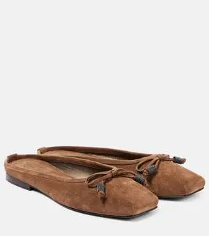 Brunello Cucinelli Monili Suede Mules
