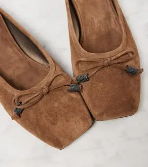 Brunello Cucinelli Monili Suede Mules