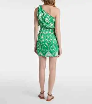 Poupette St Barth Celie Printed One-shoulder Minidress - Green
